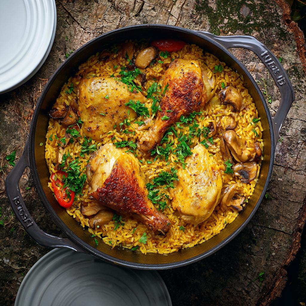 One-Pot Dutch Oven Chicken & Rice - Cooking White