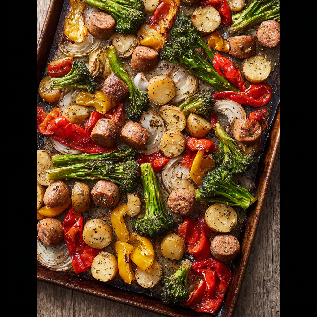 Italian Chicken Sausage & Veggies Sheet Pan - Cooking White