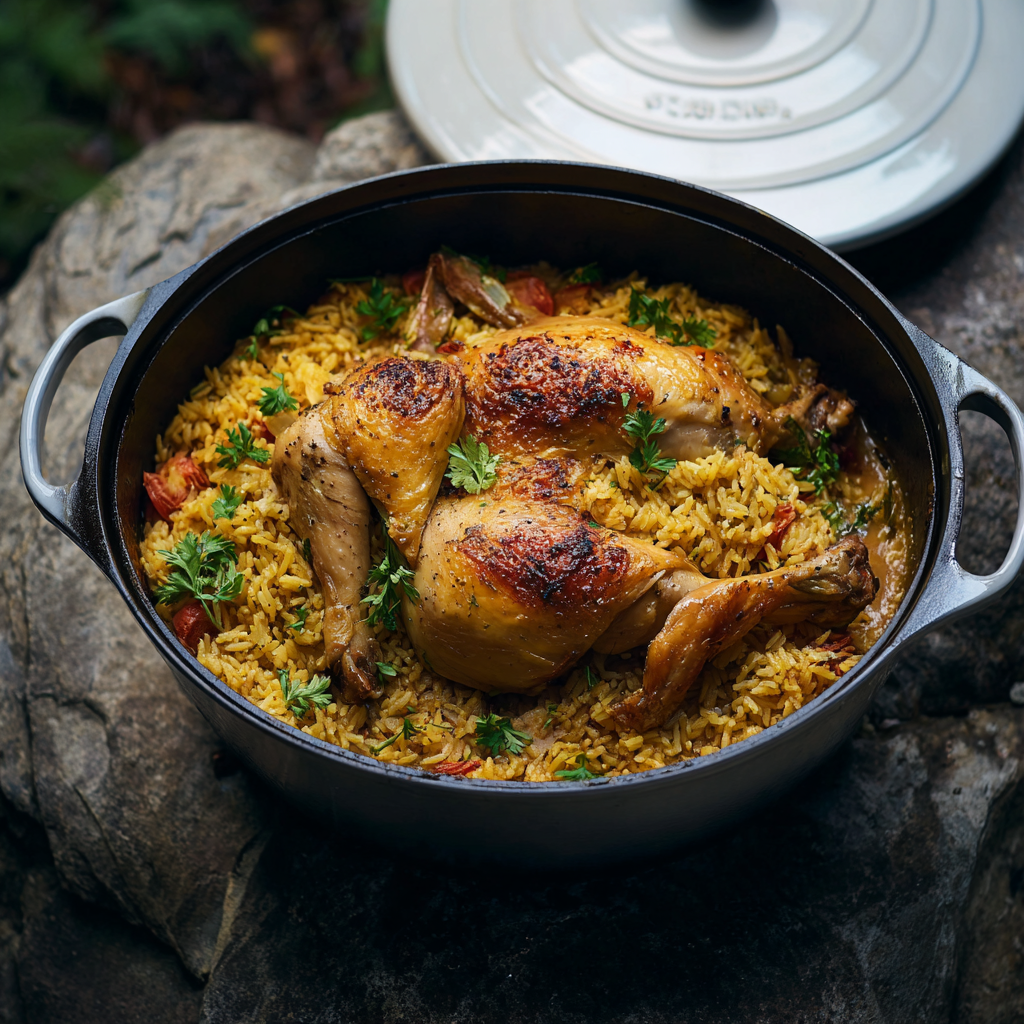 One-Pot Dutch Oven Chicken & Rice - Cooking White