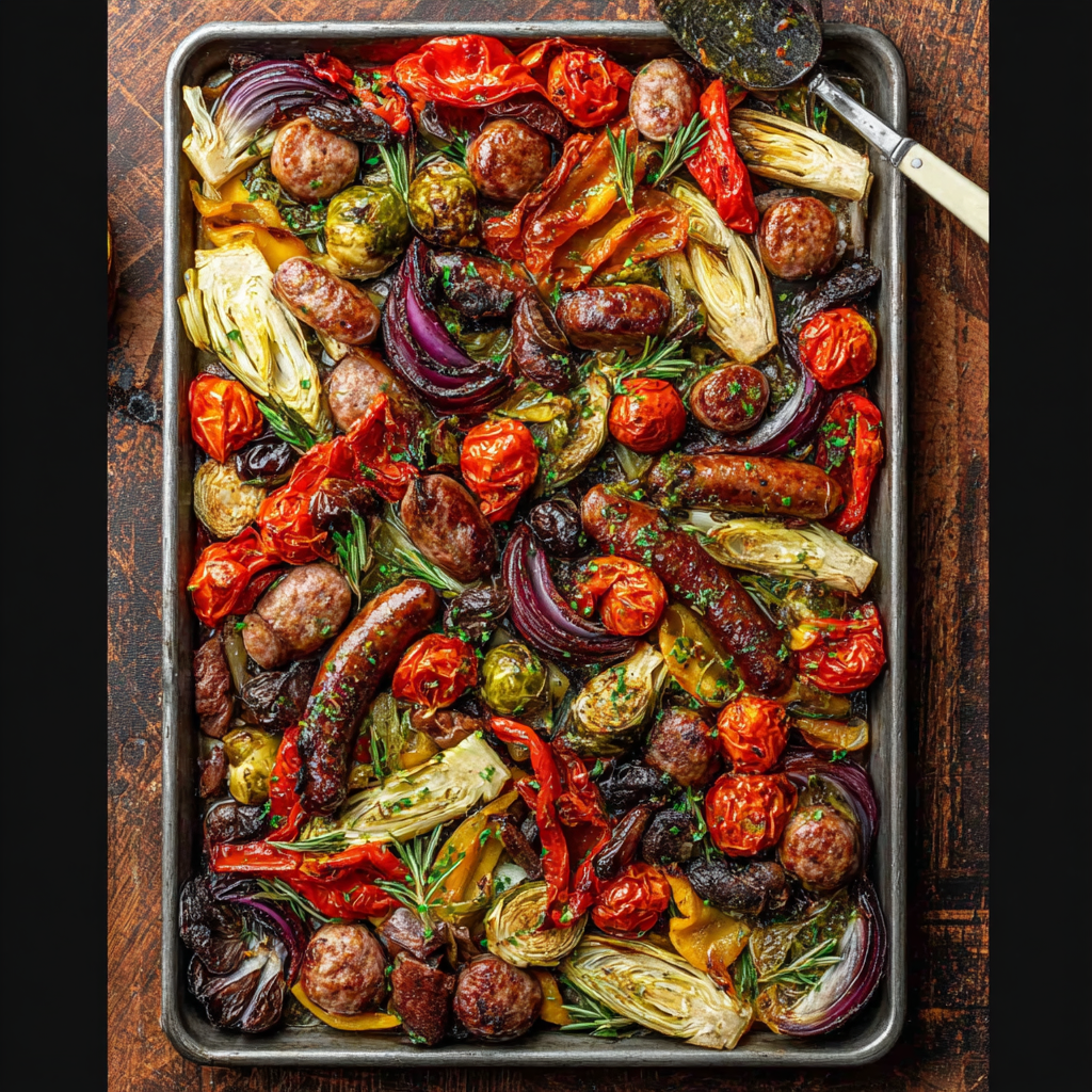 Mediterranean Sausage Sheet Pan - Cooking White