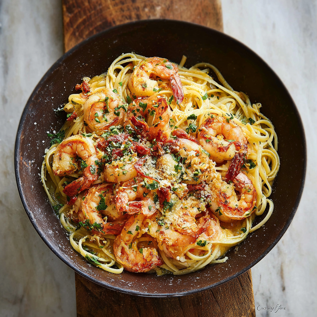 Garlic Butter Shrimp Pasta - Cooking White