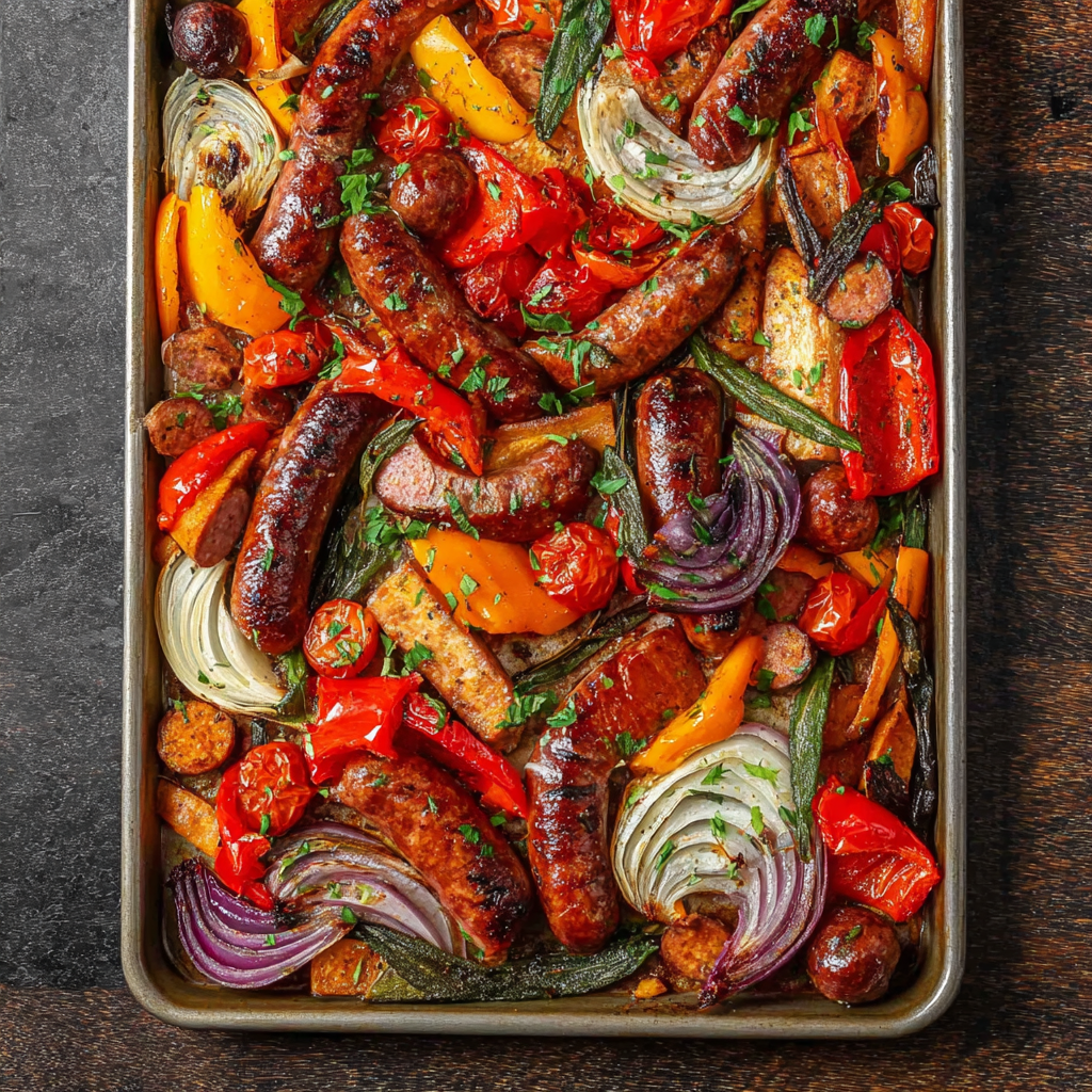 Mediterranean Sausage Sheet Pan - Cooking White