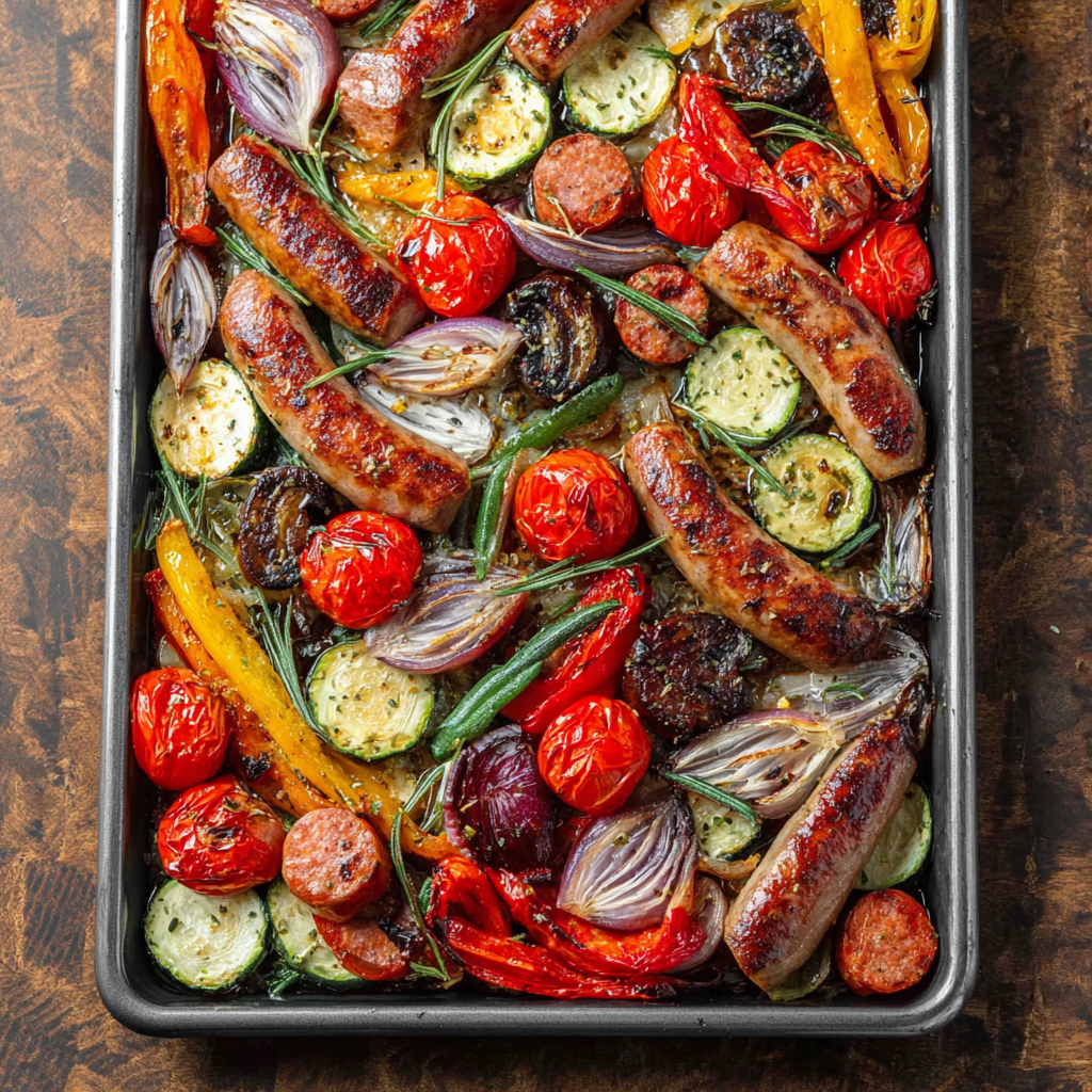 Mediterranean Sausage Sheet Pan - Cooking White