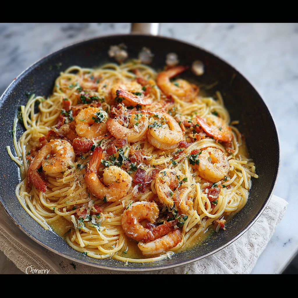 Garlic Butter Shrimp Pasta - Cooking White