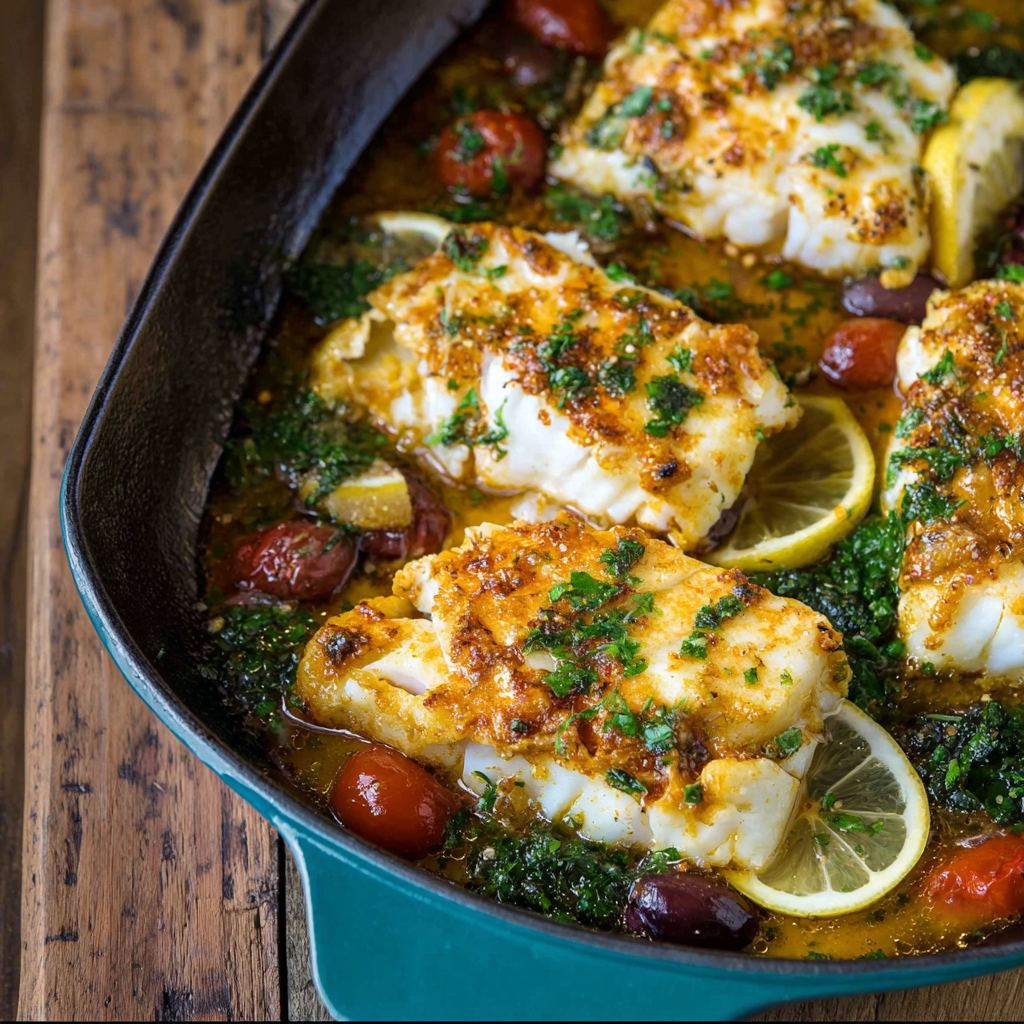 Mediterranean Baked Cod - Cooking White