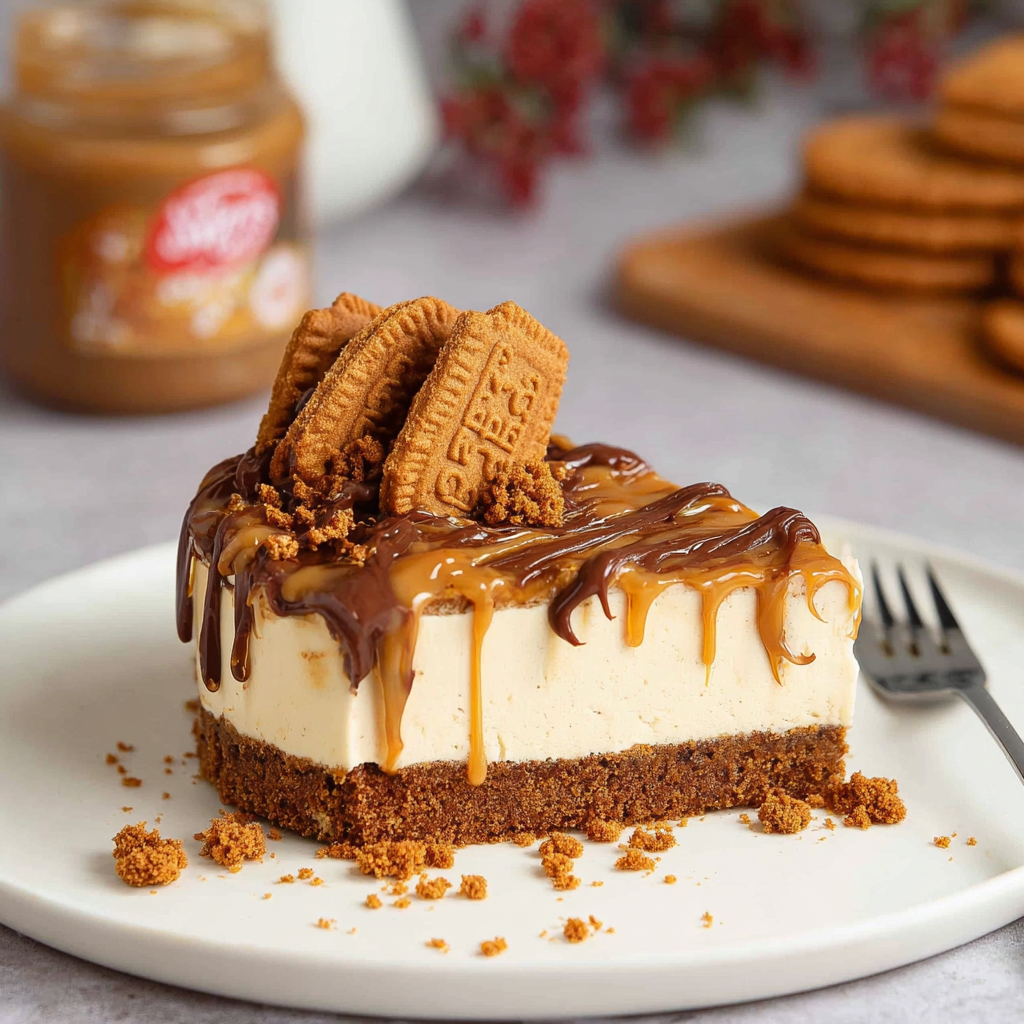 No-Bake Lotus Biscoff Cheesecake - Cooking White