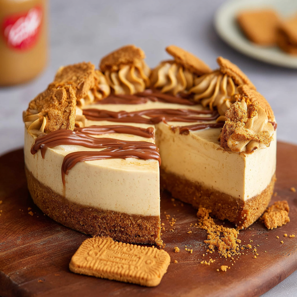 No-Bake Lotus Biscoff Cheesecake - Cooking White