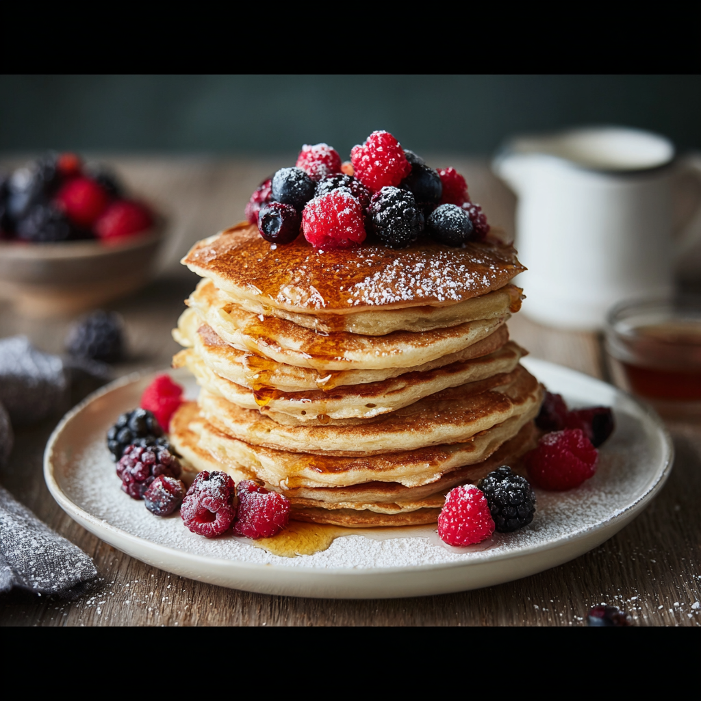 Fluffy Buttermilk Pancakes with Berries - Cooking White