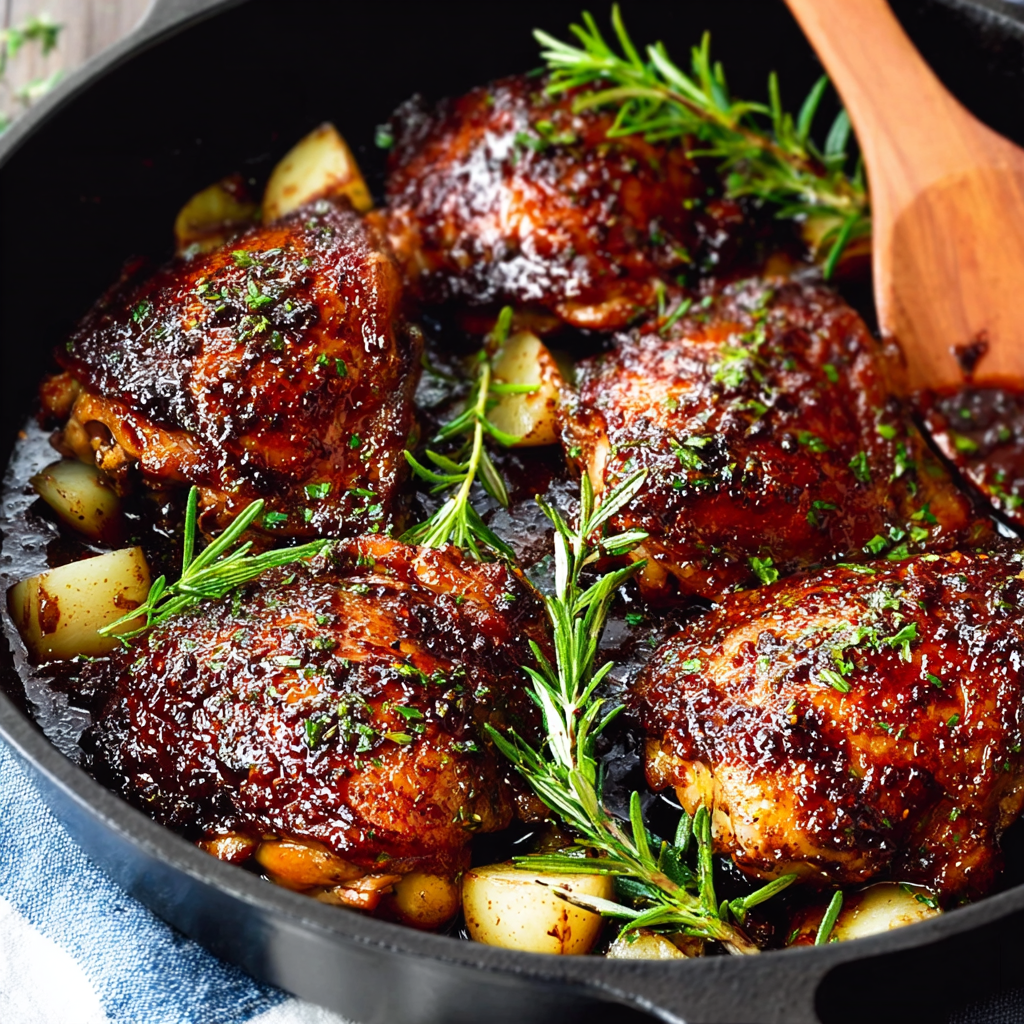 Honey Balsamic Glazed Chicken Thighs Recipe - Cooking White